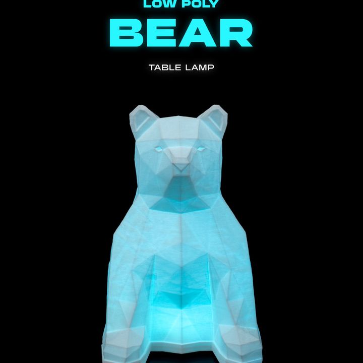 3D Printable Low Poly Bear Table Lamp by Stlflix